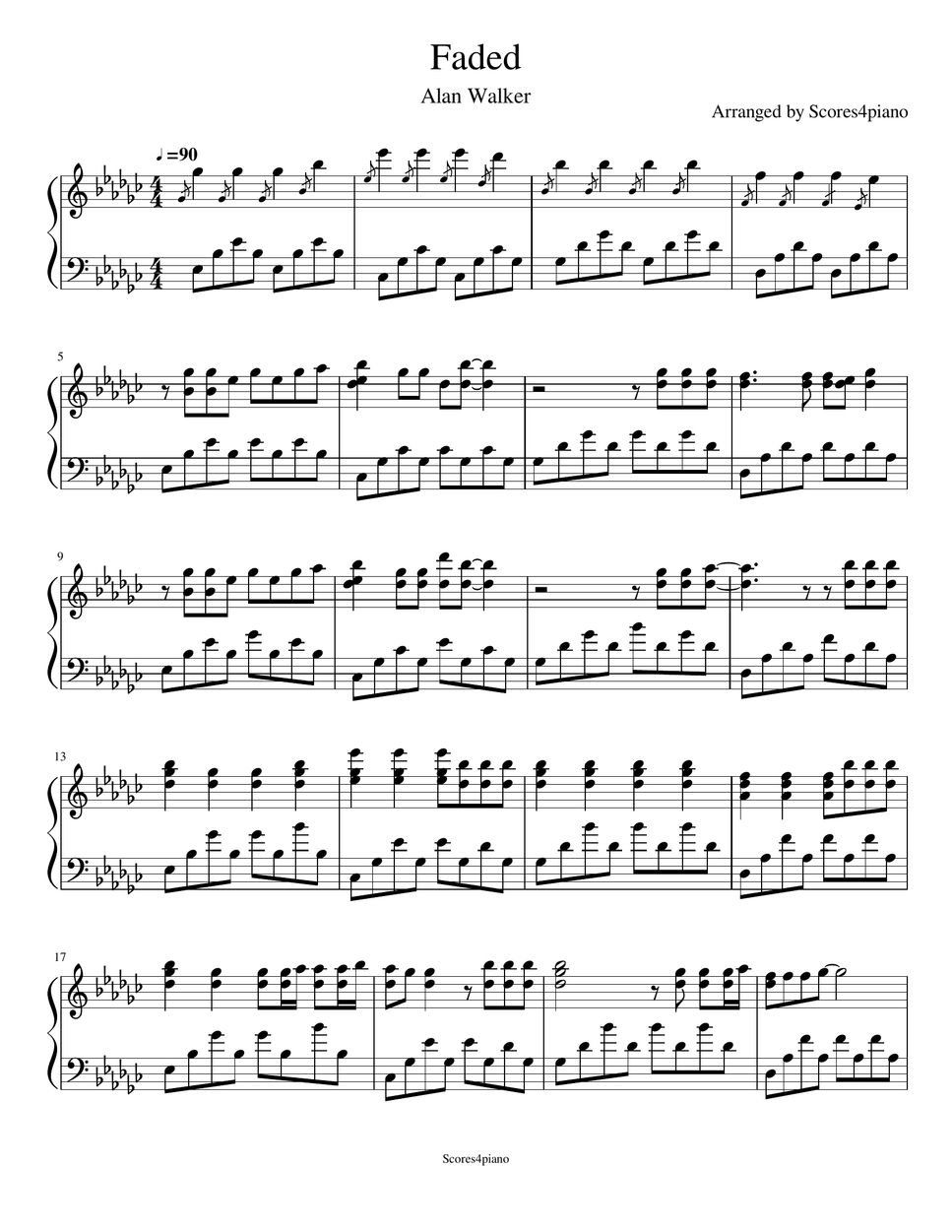 Alan Walker - Faded Sheet by Scores4piano