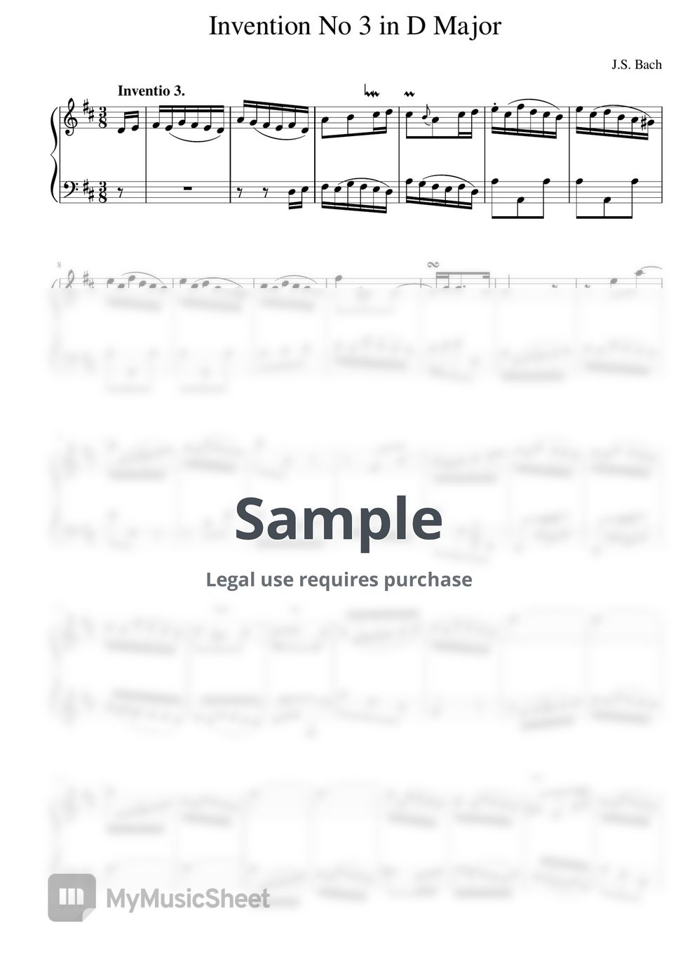 J.S.Bach - Invention No.3 BWV 774 Sheets by J.S.Bach