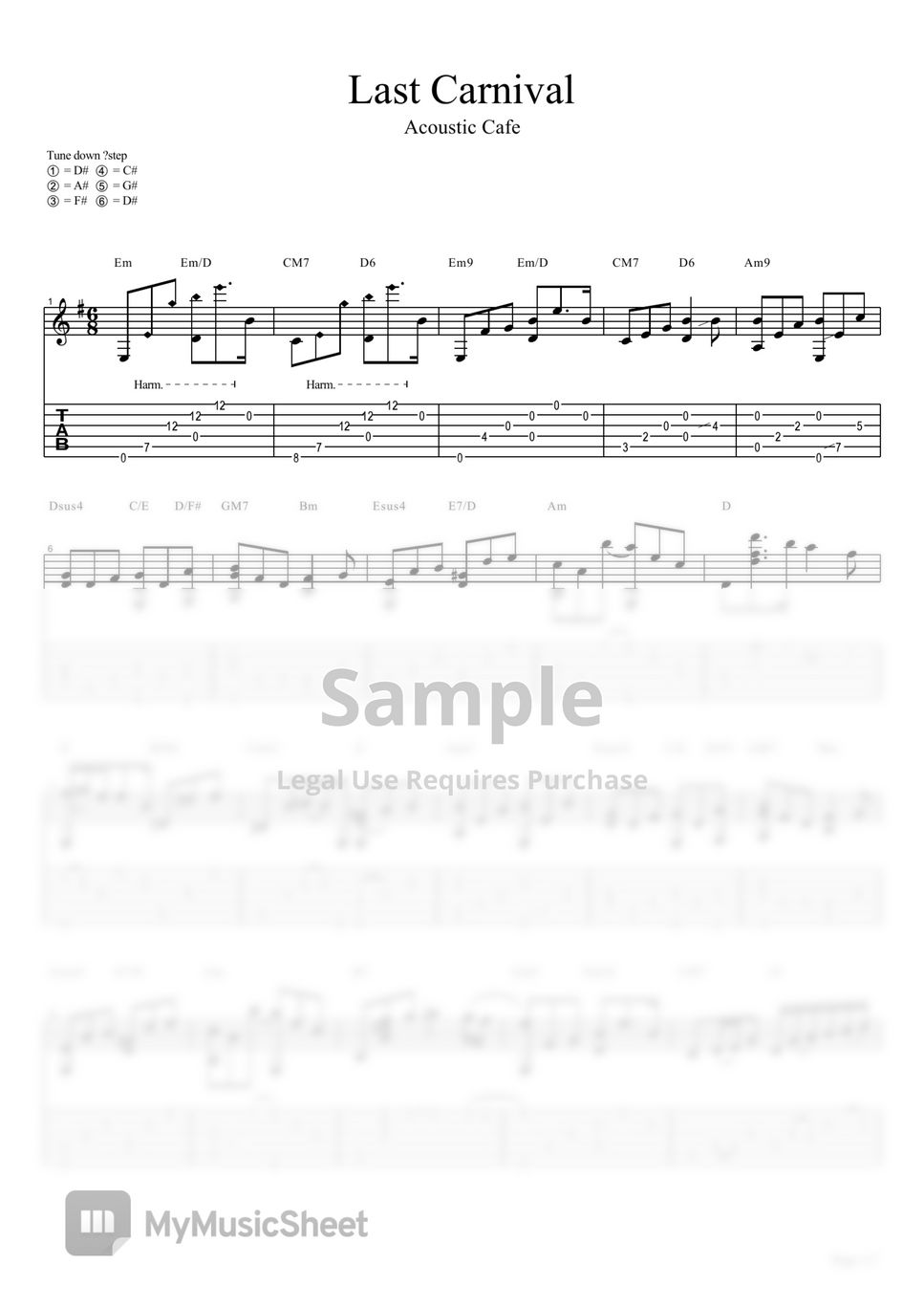 Acoustic Cafe - Last Carnival Sheet Music by David Chun