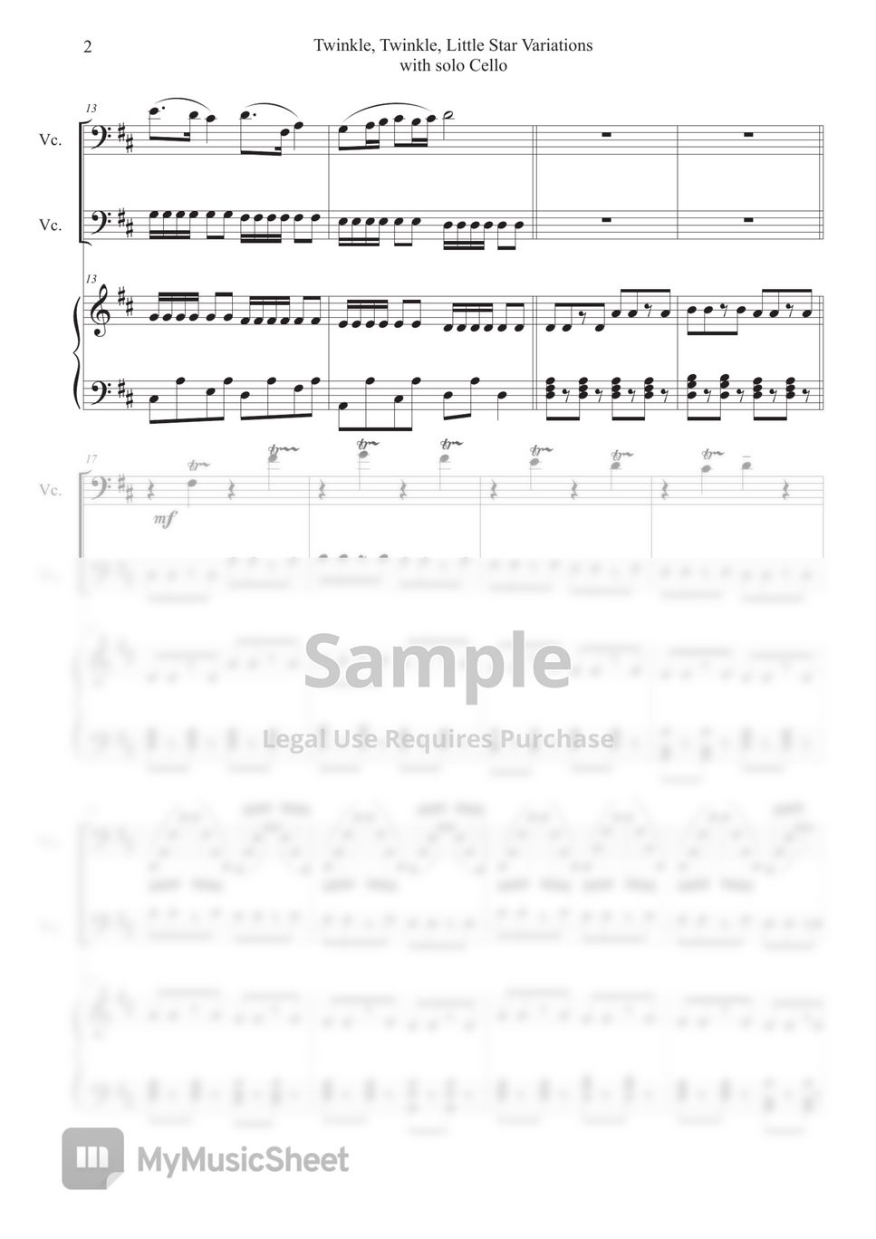 Suzuki Lv.1 - Twinkle Twinkle Little Star Variations for 2 Cello with ...
