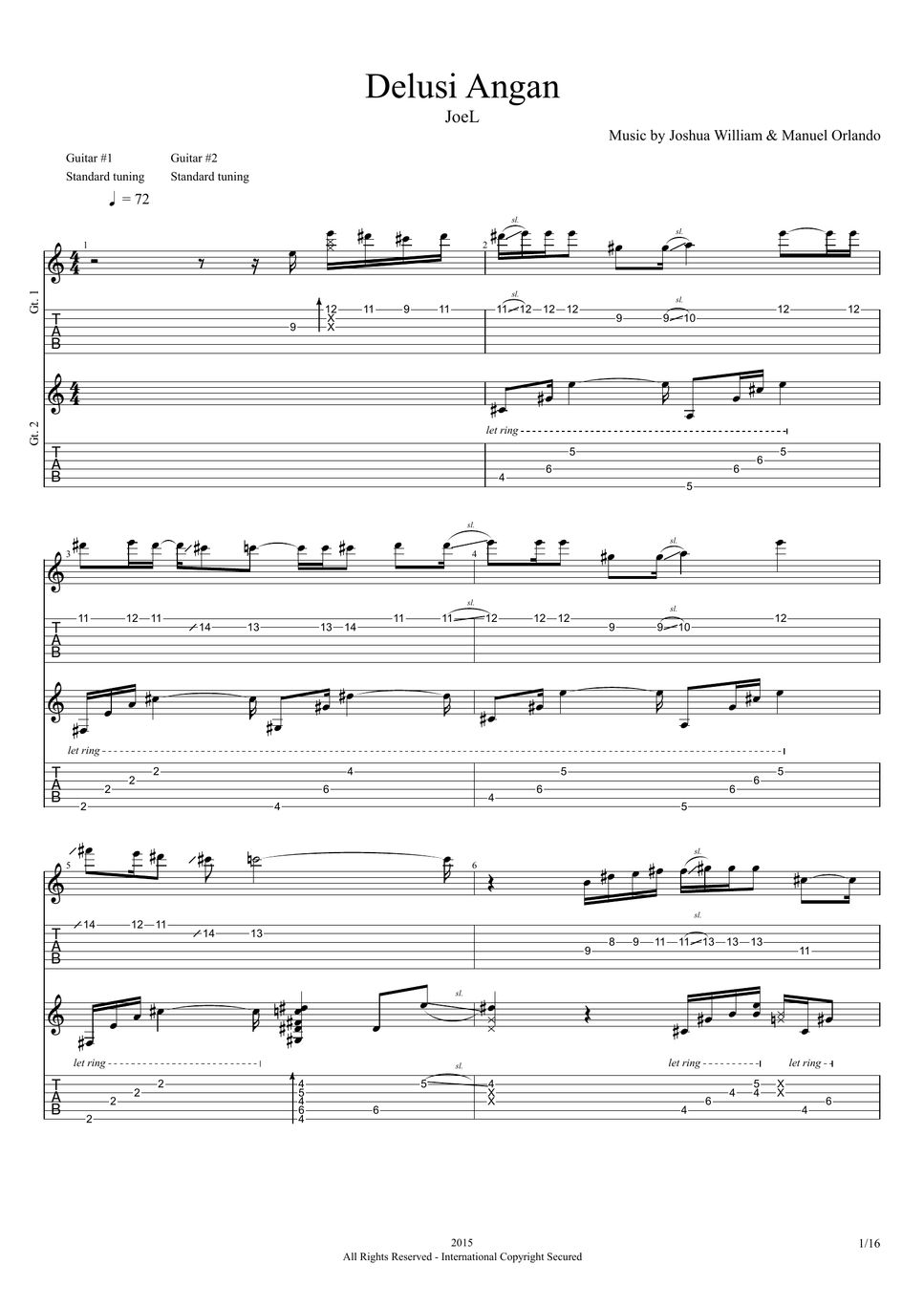 JoeL - Delusi Angan 악보 by Manuel Orlando & Joshua William