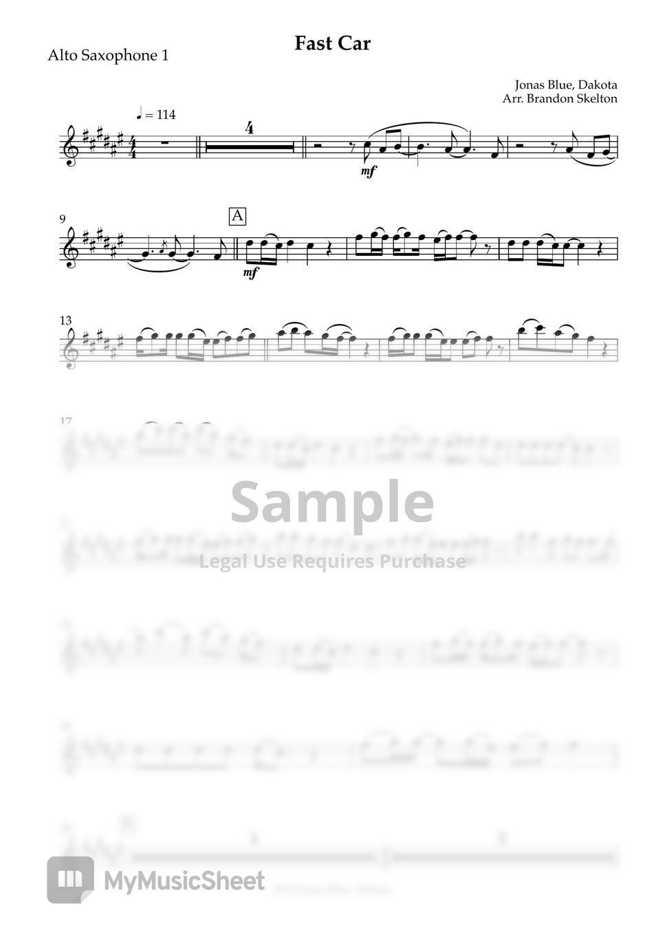 Tracy Chapman (Jonas Blue ft. Dakota version) - Fast Car (Score and ...