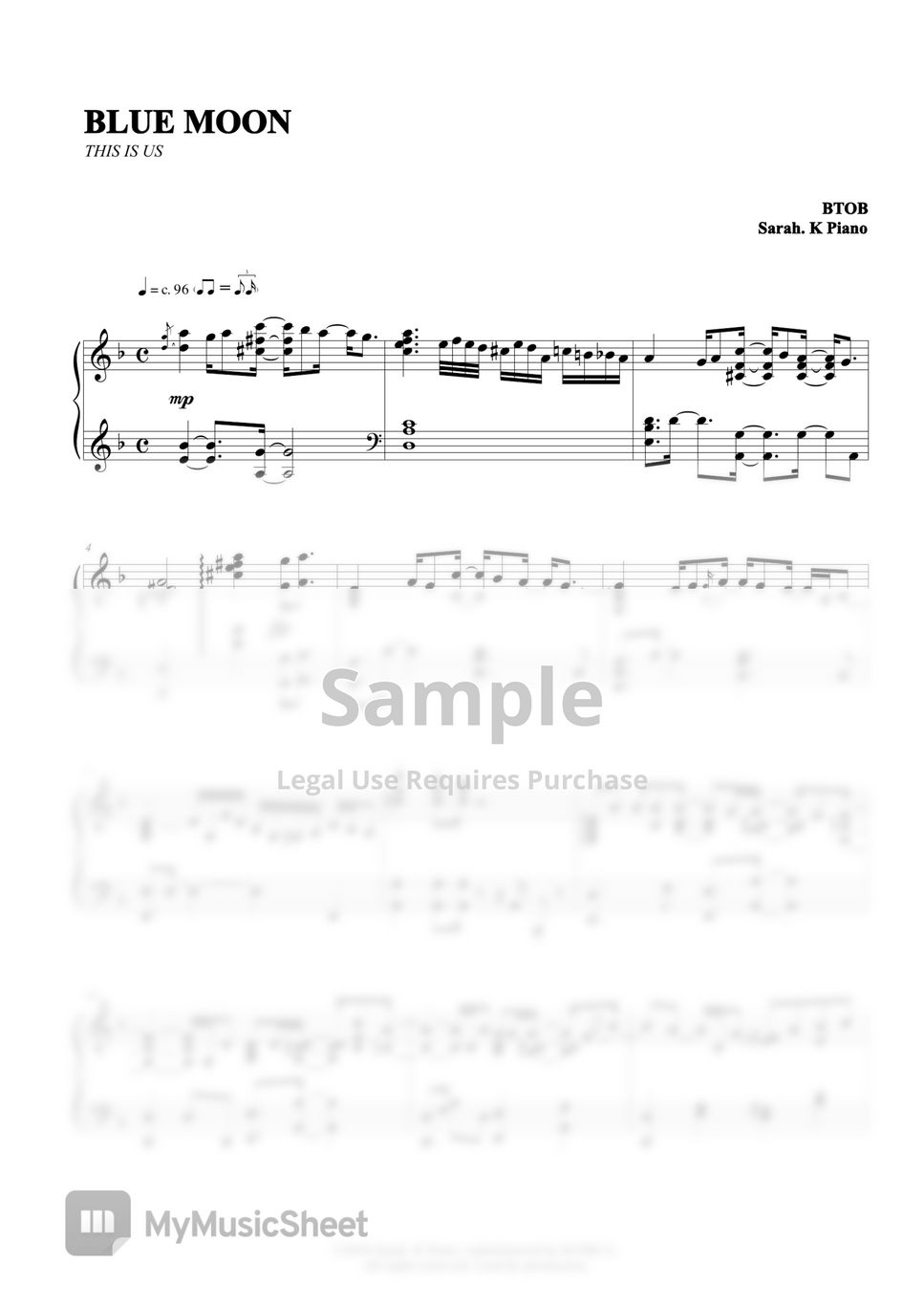 BTOB (비투비) - Blue Moon (블루문) 악보