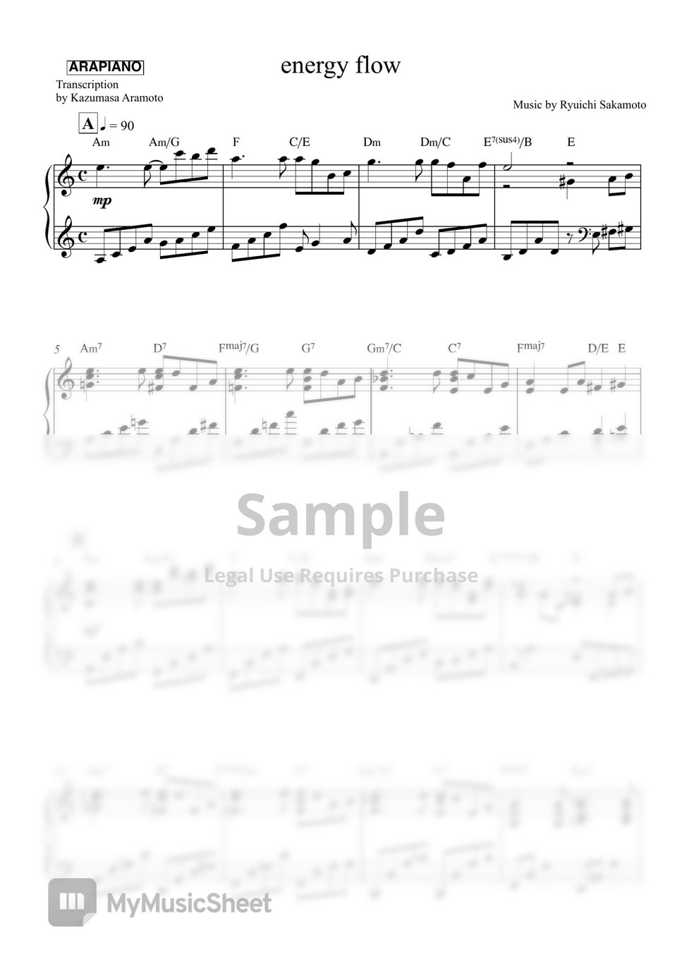 Ryuichi Sakamoto - energy flow 楽譜 by ARAPIANO