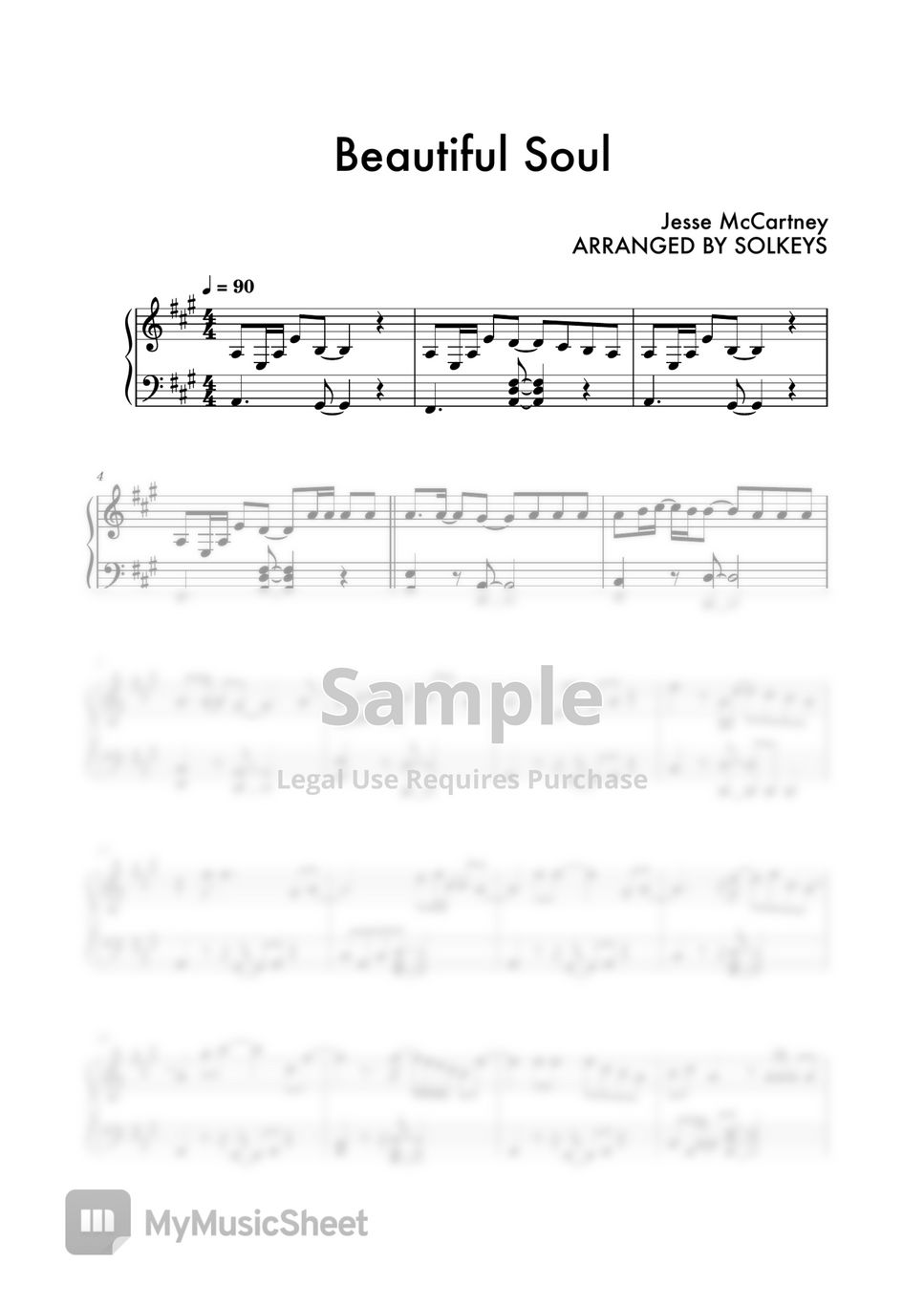 Jesse McCartney - Beautiful Soul 楽譜 by SolKeys