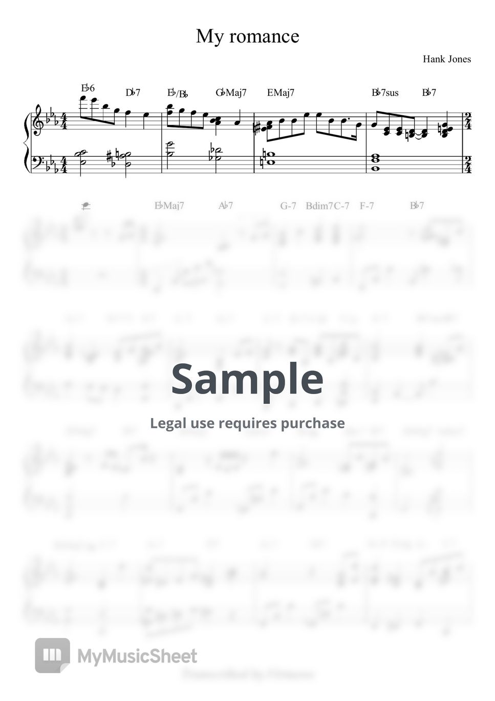 HANK JONES - My romance 피아노 악보 PDF | Virtuoso transcription | mymusic5