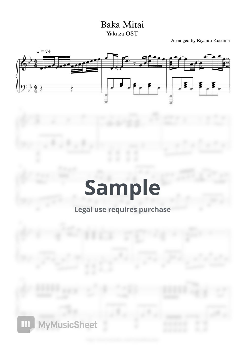 Yakuza OST - Baka Mitai Sheets by Riyandi Kusuma