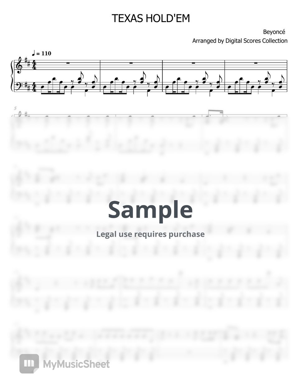 Beyoncé - TEXAS HOLD 'EM Sheets by Digital Scores Collection