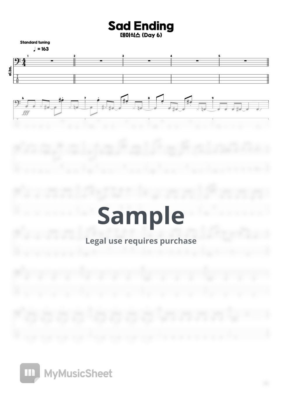 데이식스 (Day 6) - Sad Ending Tab + 1staff by BassBlur