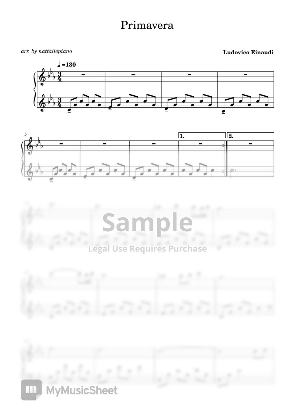 Ludovico Einaudi - Primavera Sheet Music by nattaliepiano