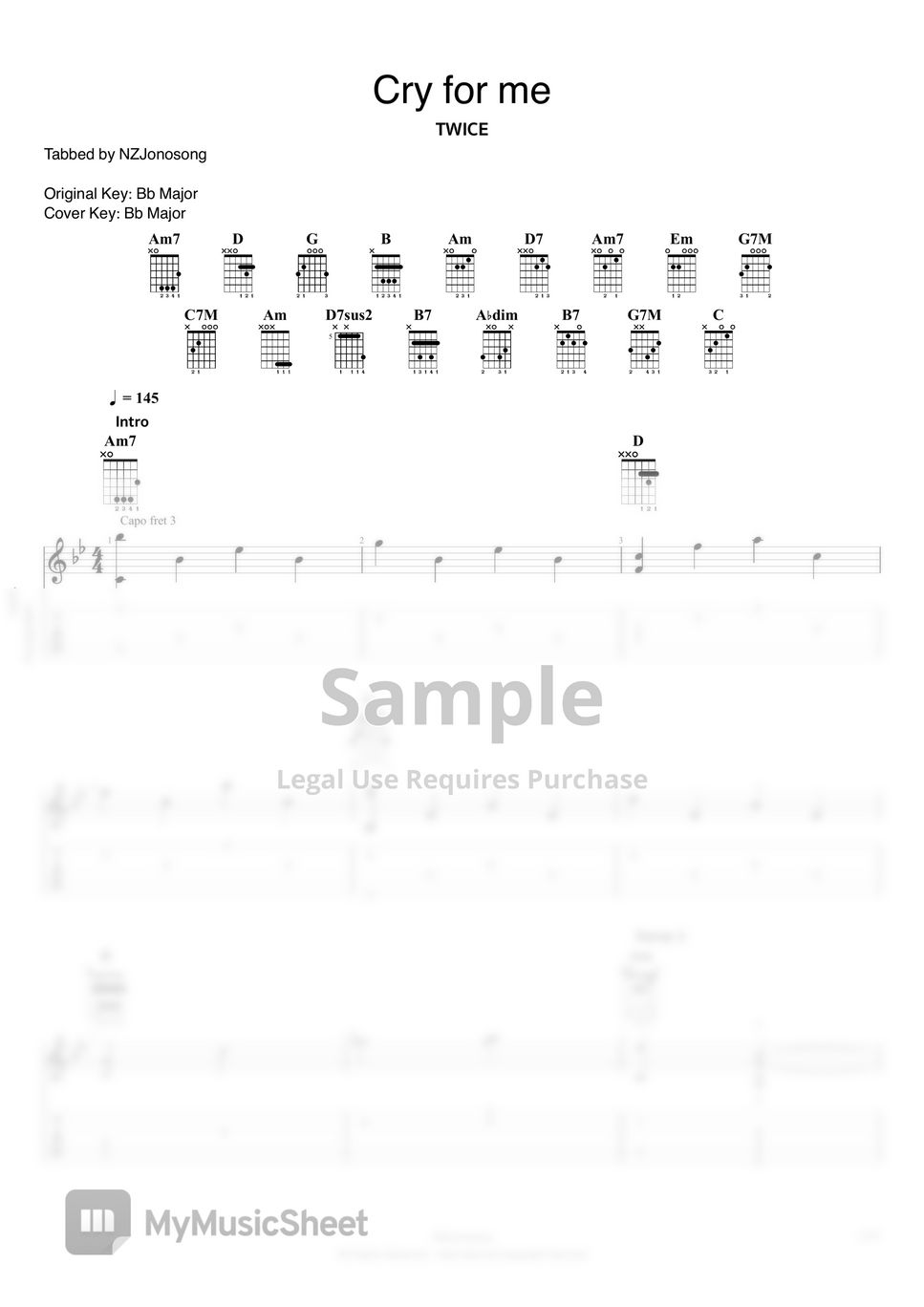 TWICE - Cry for me (Normal, 8/10) Sheet Music by NZJonosong