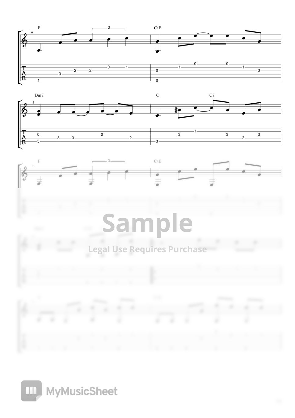 쉬운기타타브악보 하늘 위에 주님밖에 Ccm 찬양 Hoja By Daniel K