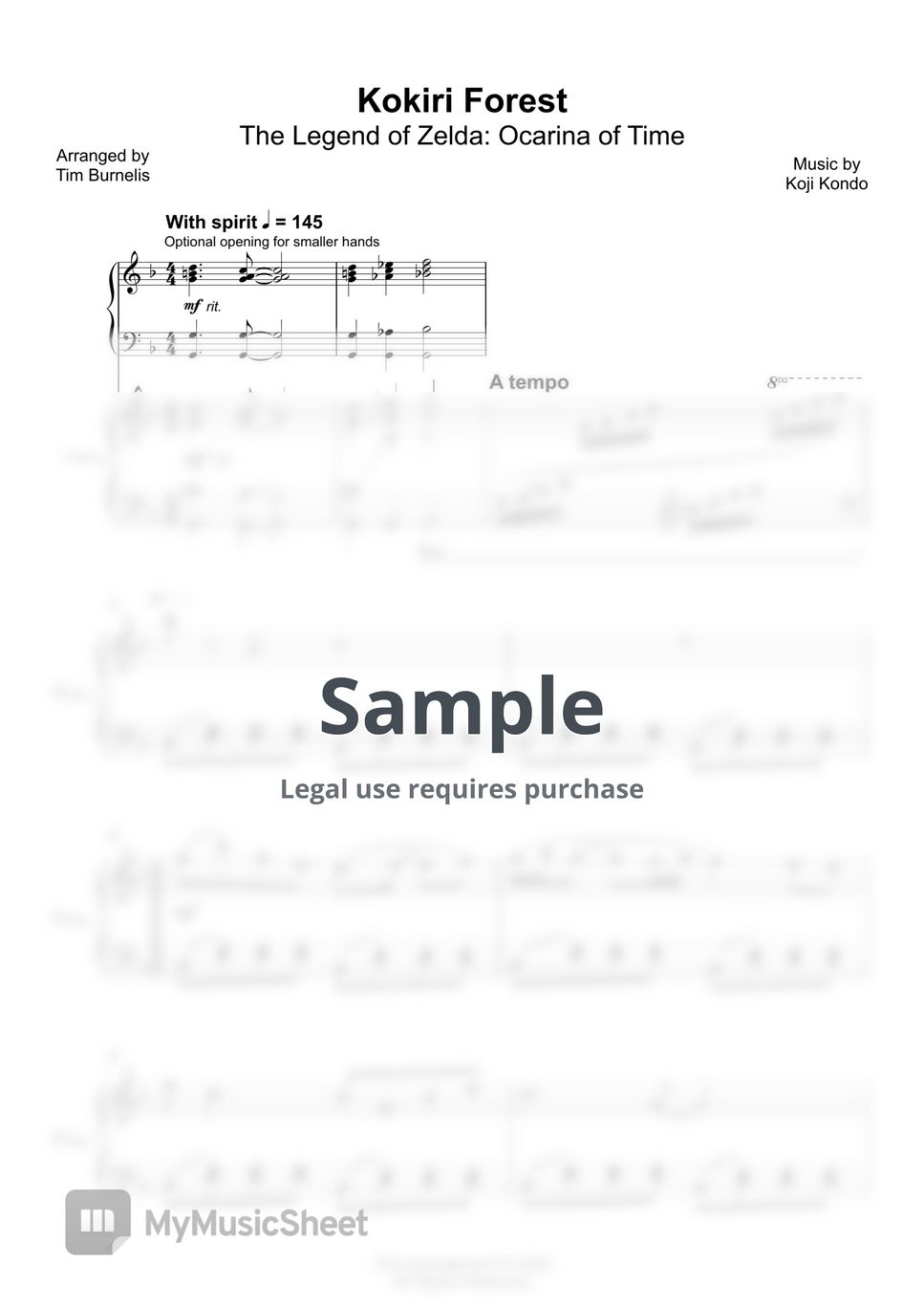 The Legend of Zelda: Ocarina of Time - Kokiri Forest Sheet Music by Tim Burnelis