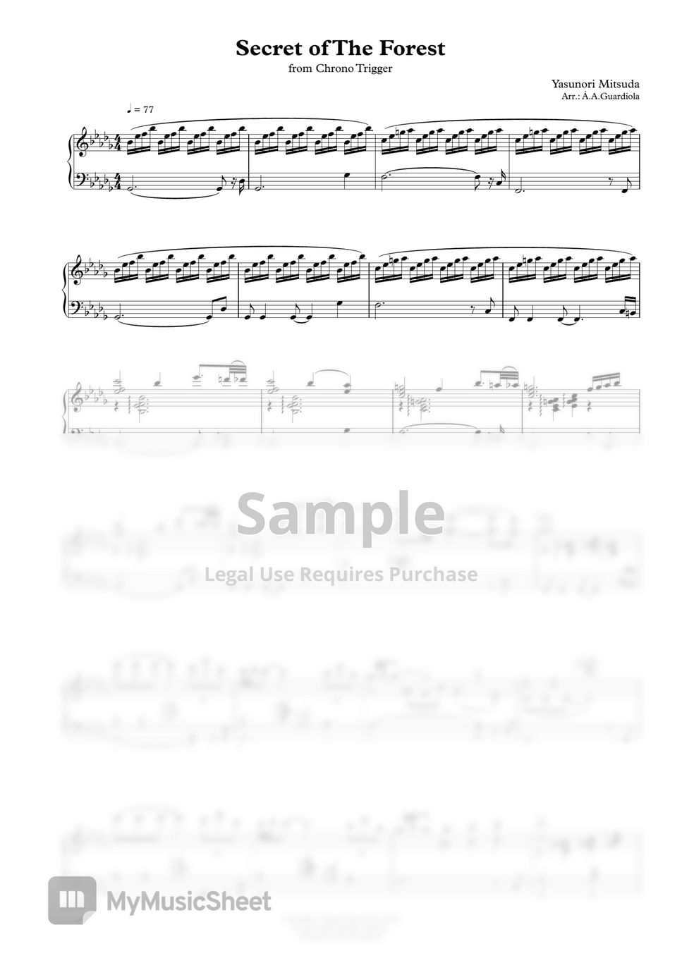 Yasunori Mitsuda - Secret of the Forest piano reductions Sheets by Á.A.Guardiola