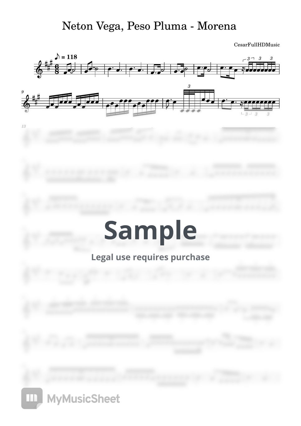 Neton Vega, Peso Pluma - Morena Sheet Music