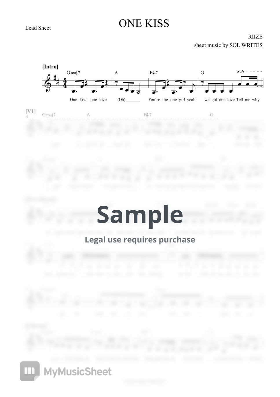 RIIZE - one kiss (ENG Lead sheet - Chords & Lyrics Rom.) Sheets by Sol ...