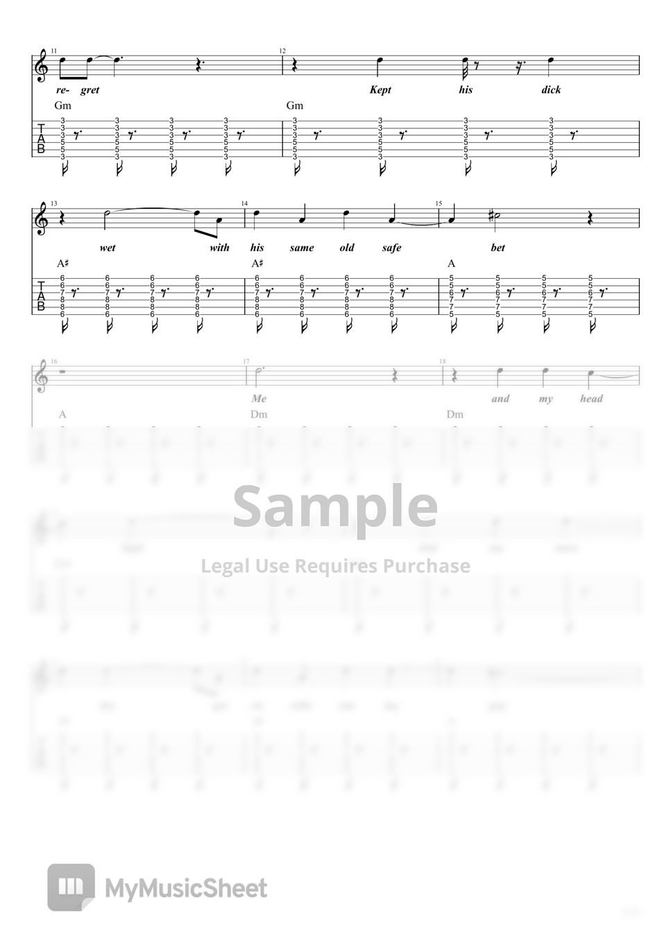 Amy Winehouse - Back to black (Melody, Guitar Tab, Chords) Sheet Music ...