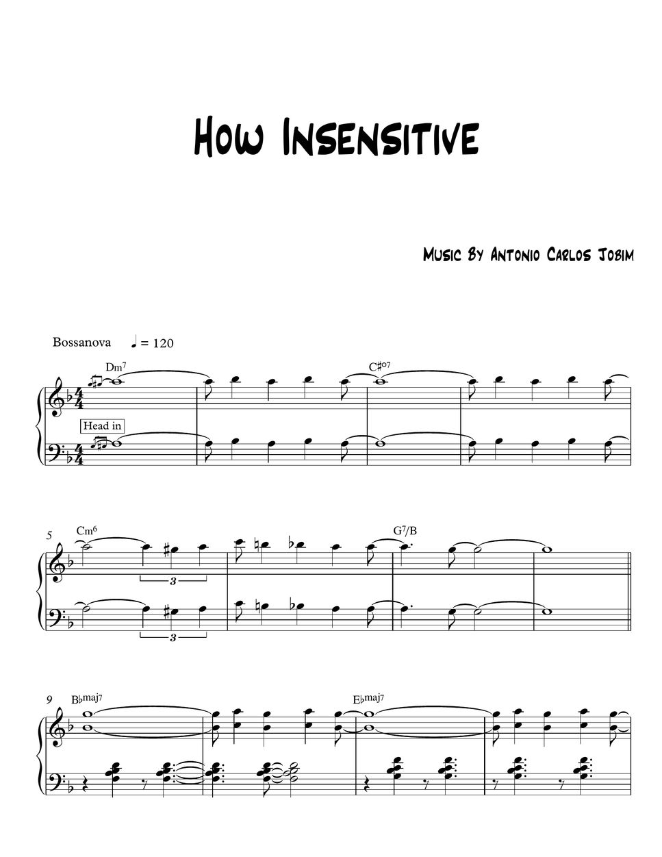 Antonio Carlos Jobim - How Insensitive (Bossanova) نوتة by MIWHA