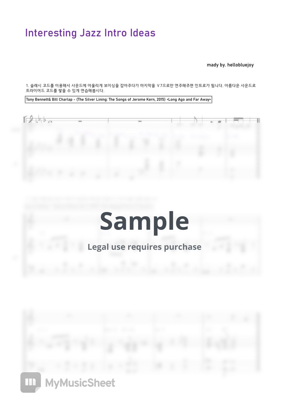 hellobluejoy - Various jazz intro ideas (3 types) Sheets by hellobluejoy