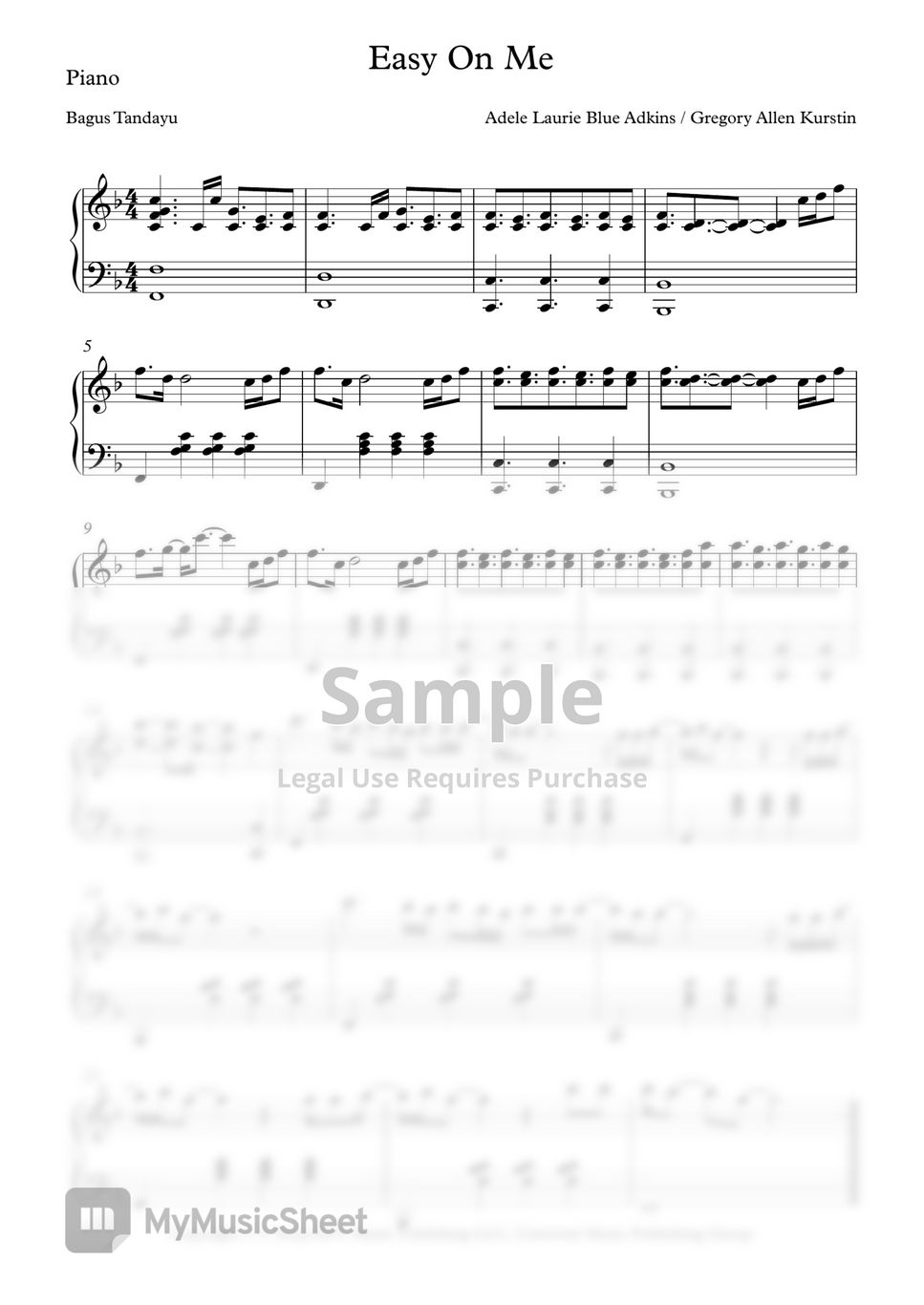 Adele Adkins - Easy on me Sheet Music by Bagus Tandayu
