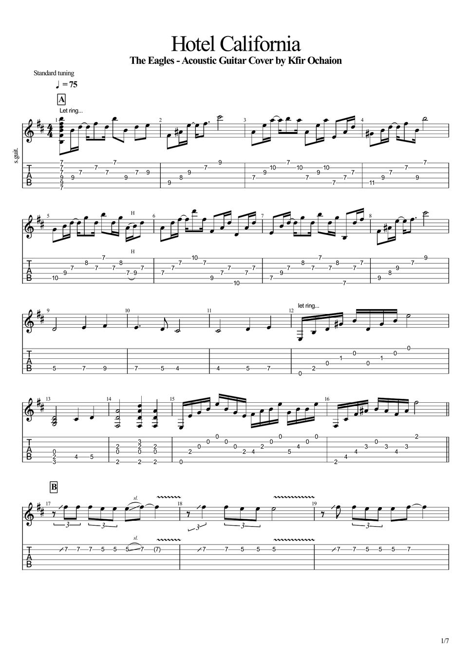 Hotel California Acoustic Guitar Chords