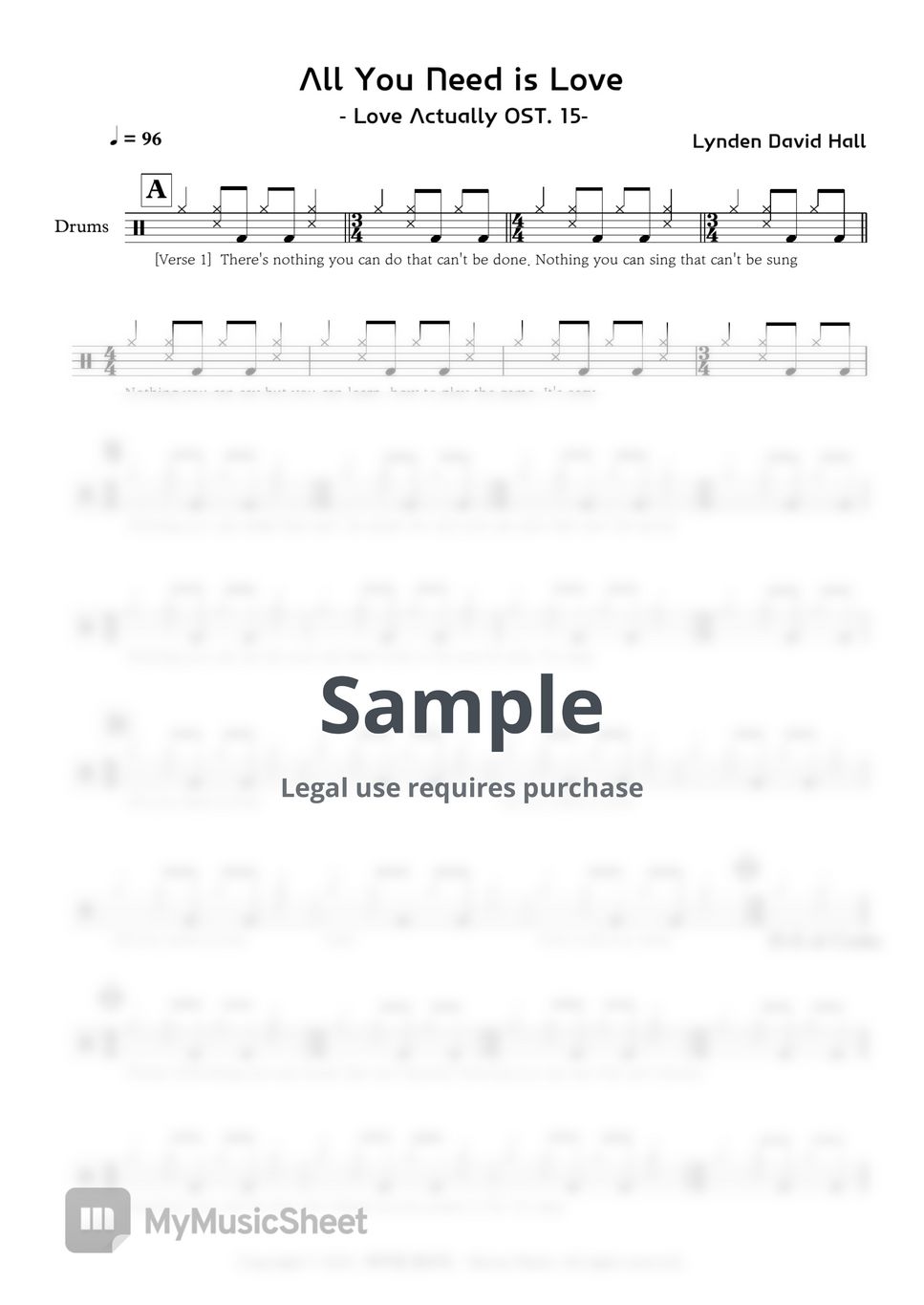 Love Actually - 105. All you need is love Sheet Music by SIMON MUSIC ...