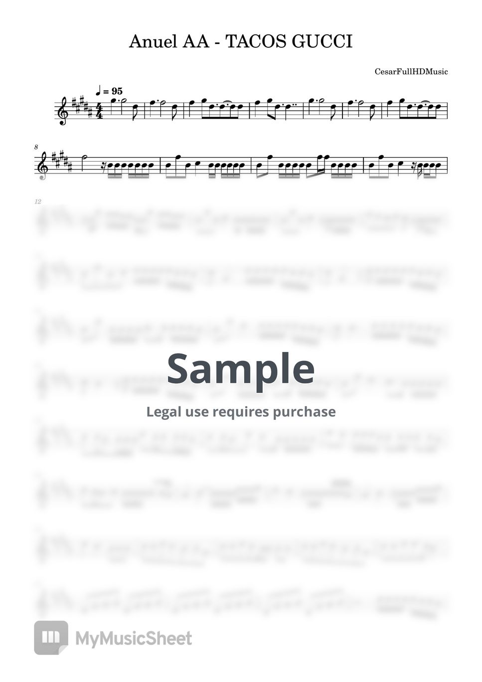 Anuel AA - TACOS GUCCI 악보