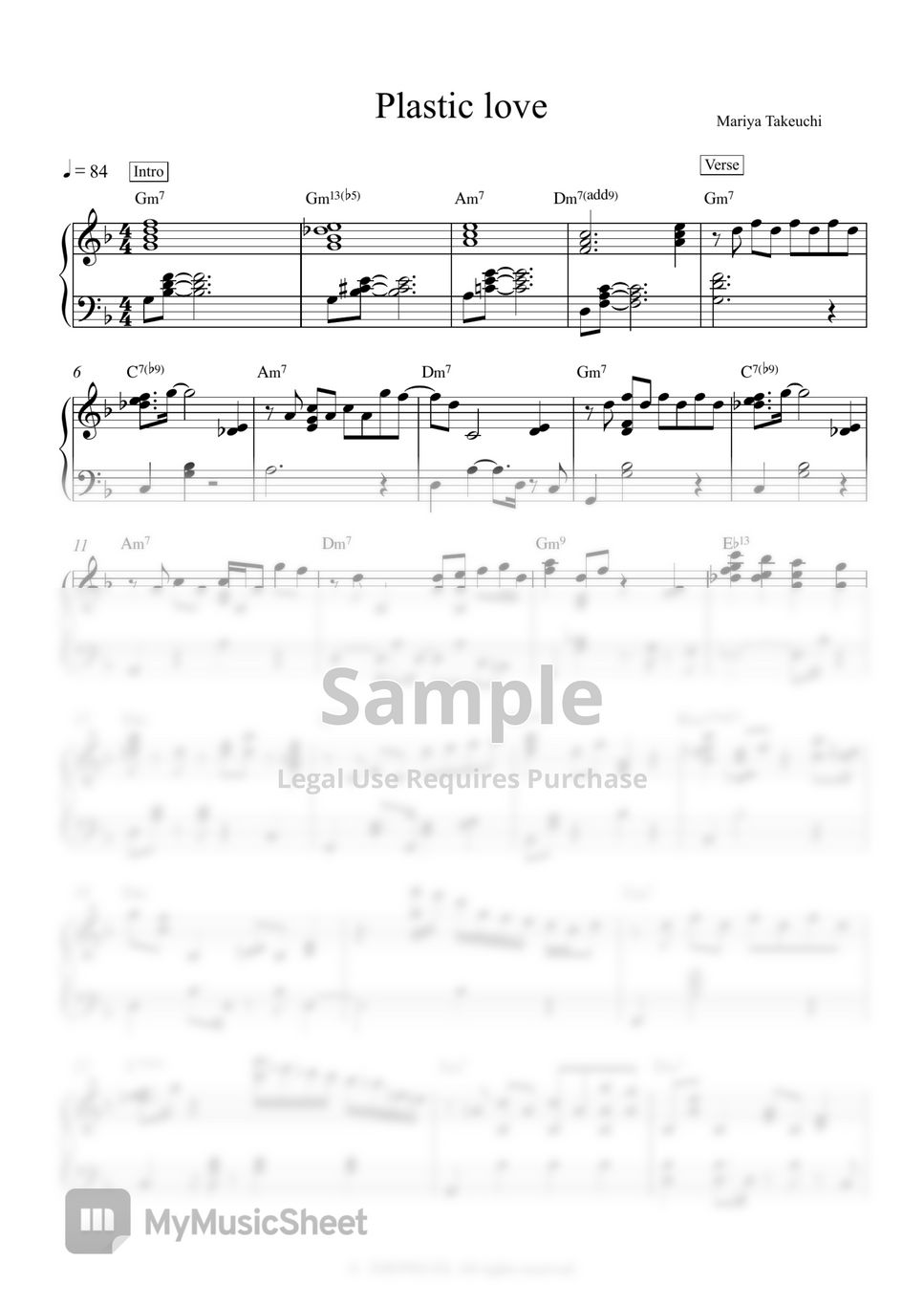 Mariya Takeuchi - Plastic Love 악보 by Thepieces