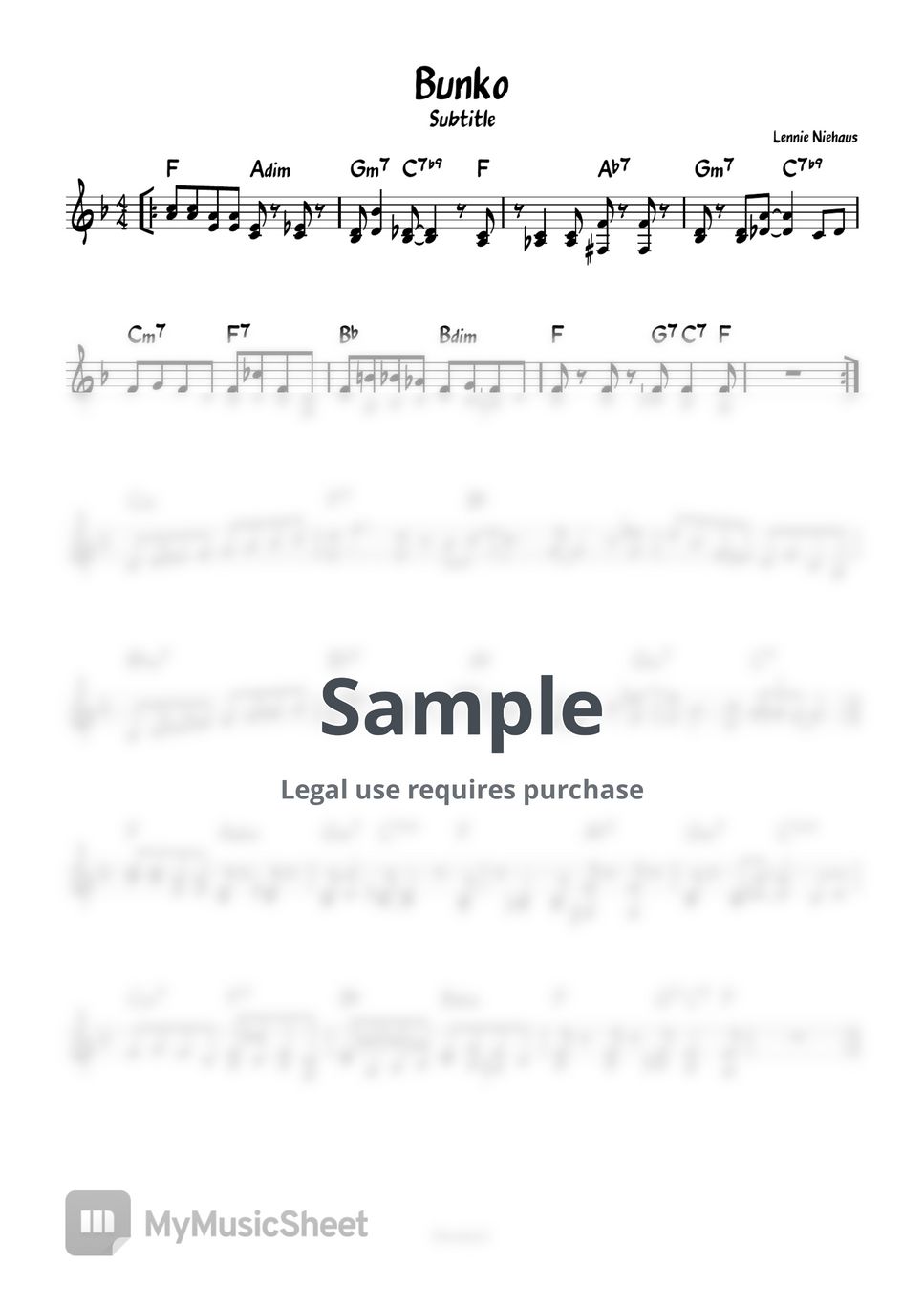 Lennie Niehaus - Bunko Sheet Music by Won, Jong Hwa