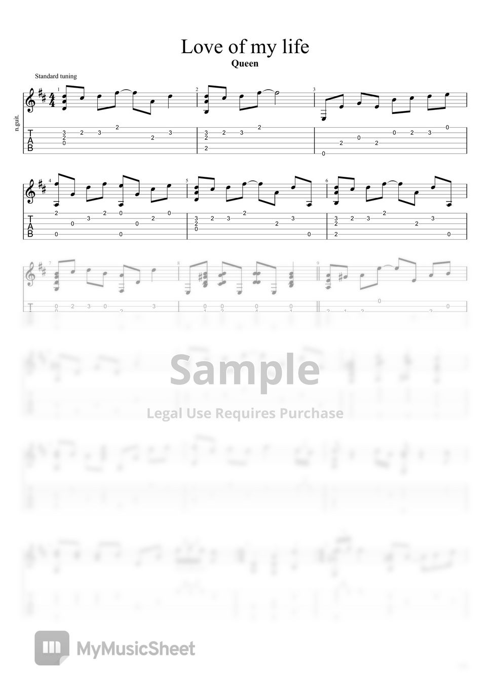 Queen - Love of my life 악보 by David Chun