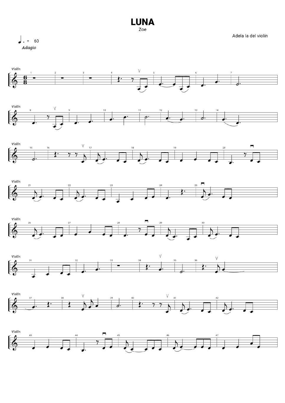 ZOÉ - LUNA Sheets by Adela la del violin