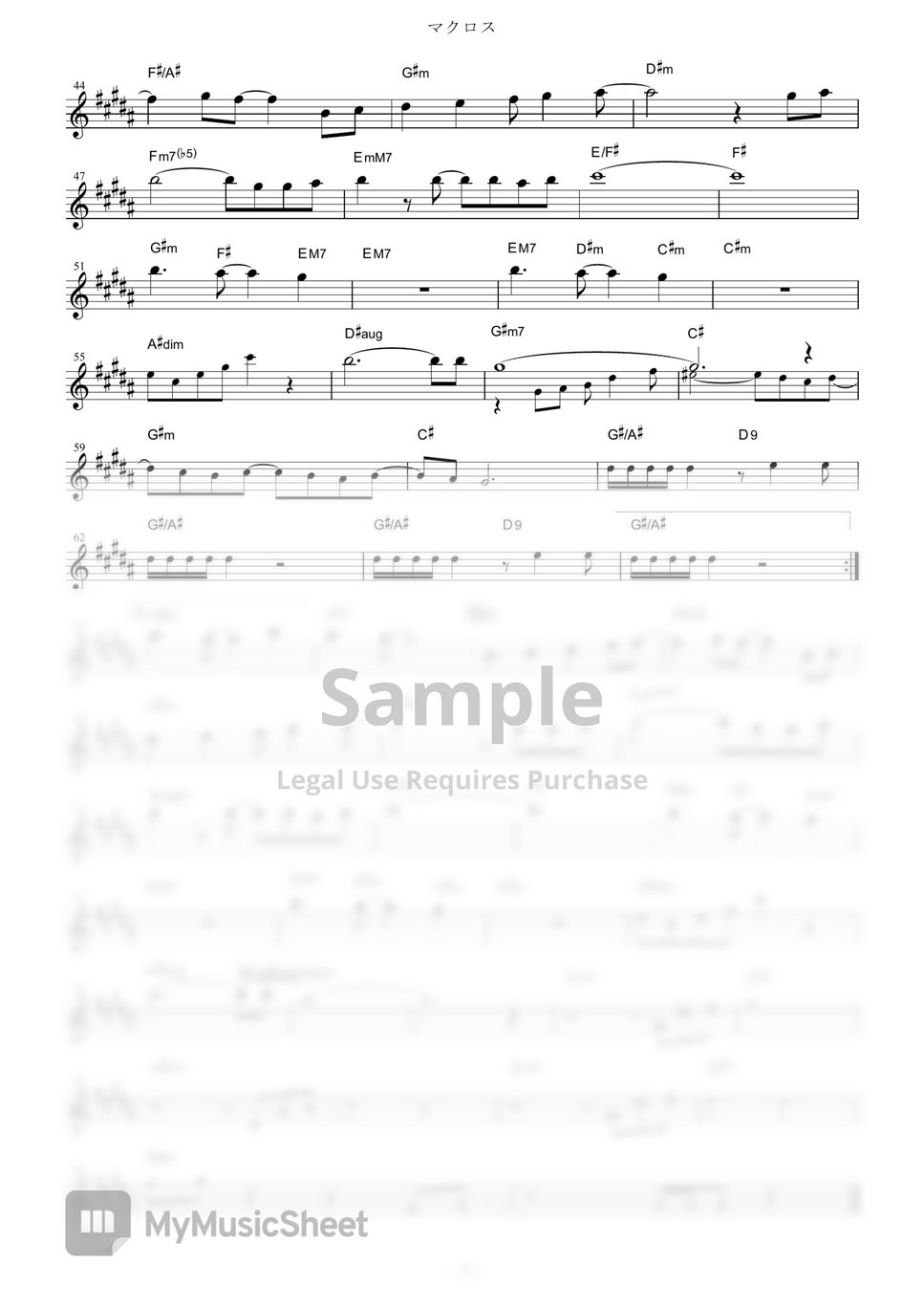 Makoto Fujiwara - Macross (Macross / in Eb) Sheet Music by muta-sax