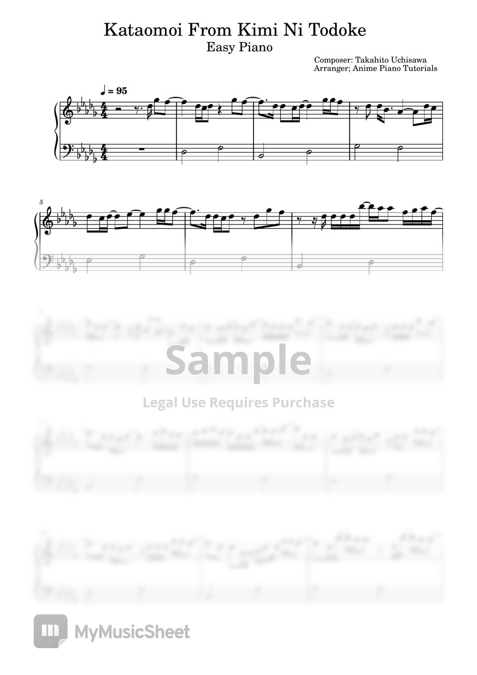 Takahito Uchisawa - Kataomoi (Kimi Ni Todoke) Sheets by Anime Piano ...