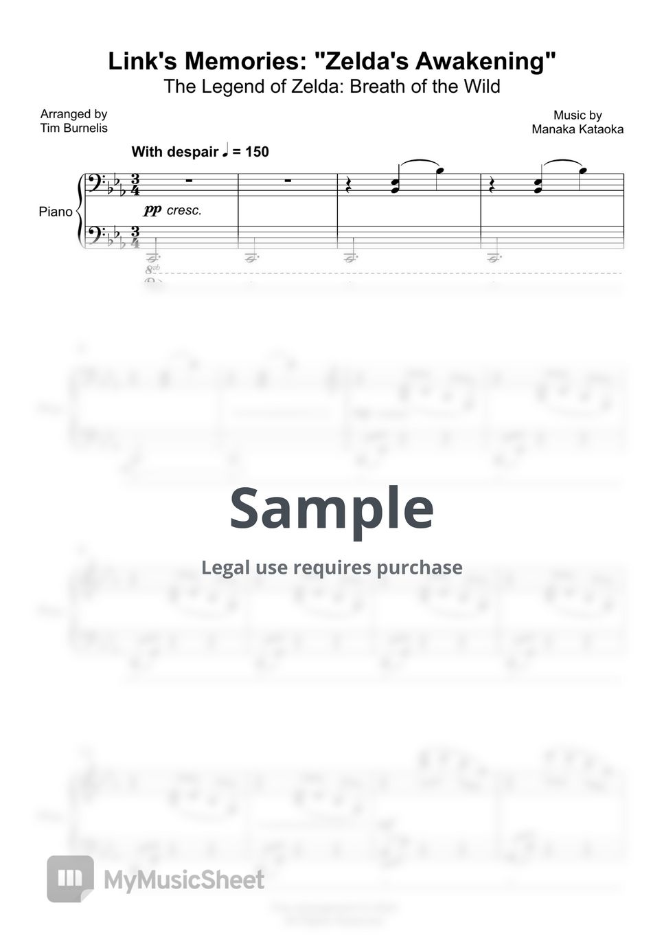 The Legend of Zelda: Breath of the Wild - Link's Memories: Zelda's Awakening Sheet Music by Tim ...