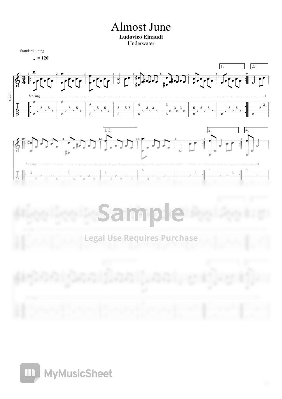 Ludovico Einaudi - Almost June Sheets by Nico Music