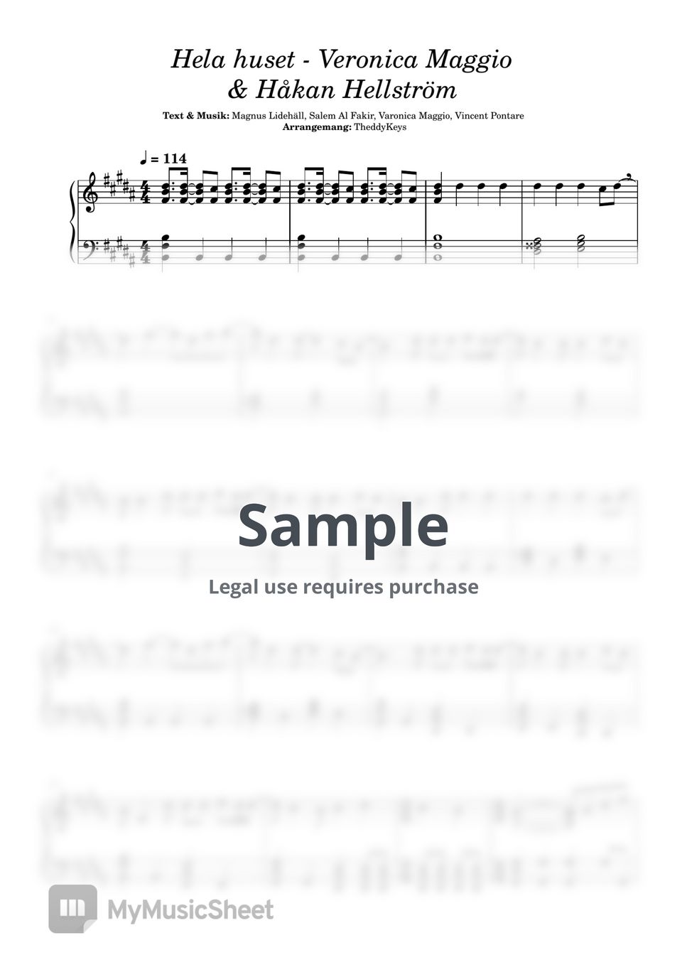 Veronica Maggio - Hela huset Sheet Music by TheddyKeys