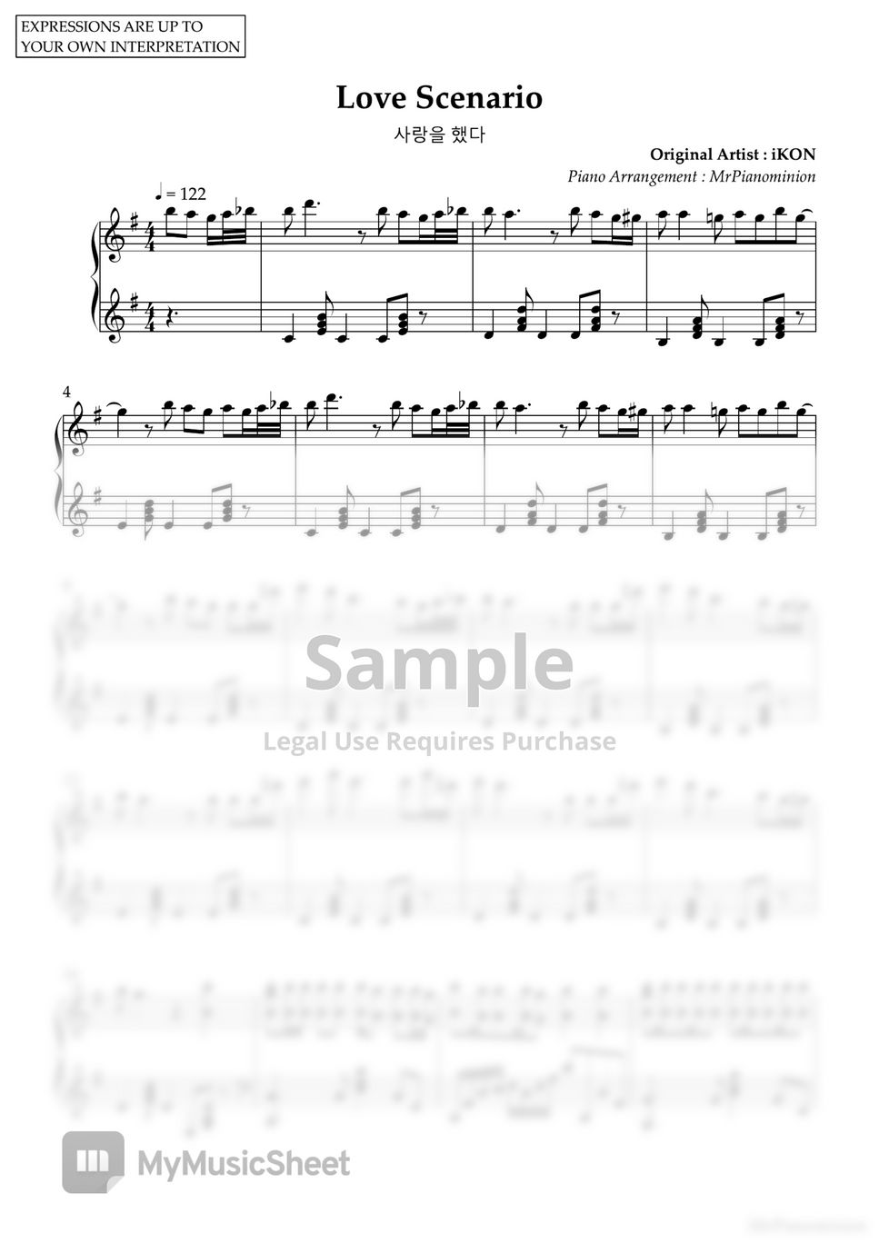 iKON - Love Scenario Sheet Music by MrPianoMinion