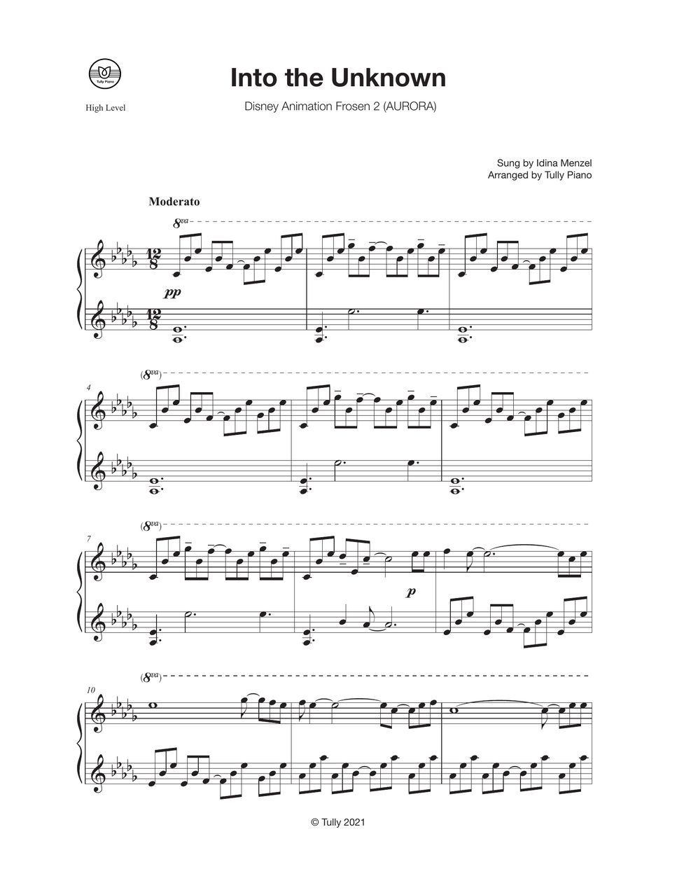 Frozen 2 - Into the Unknown (AURORA, Idina Menzel) Hoja by Tully Piano