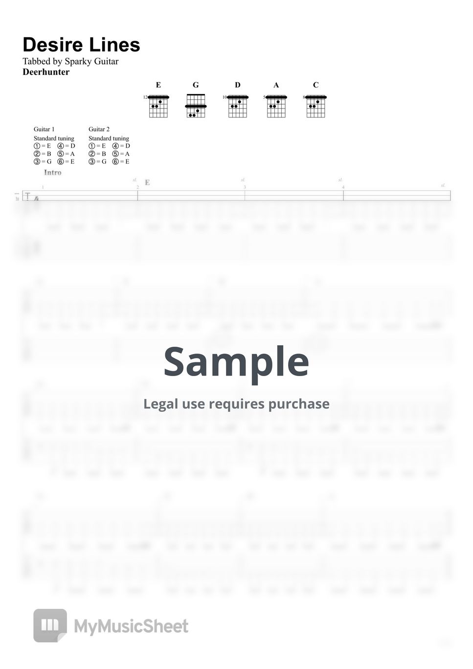 Deerhuner - Desire Lines Sheets by Sparky Guitar