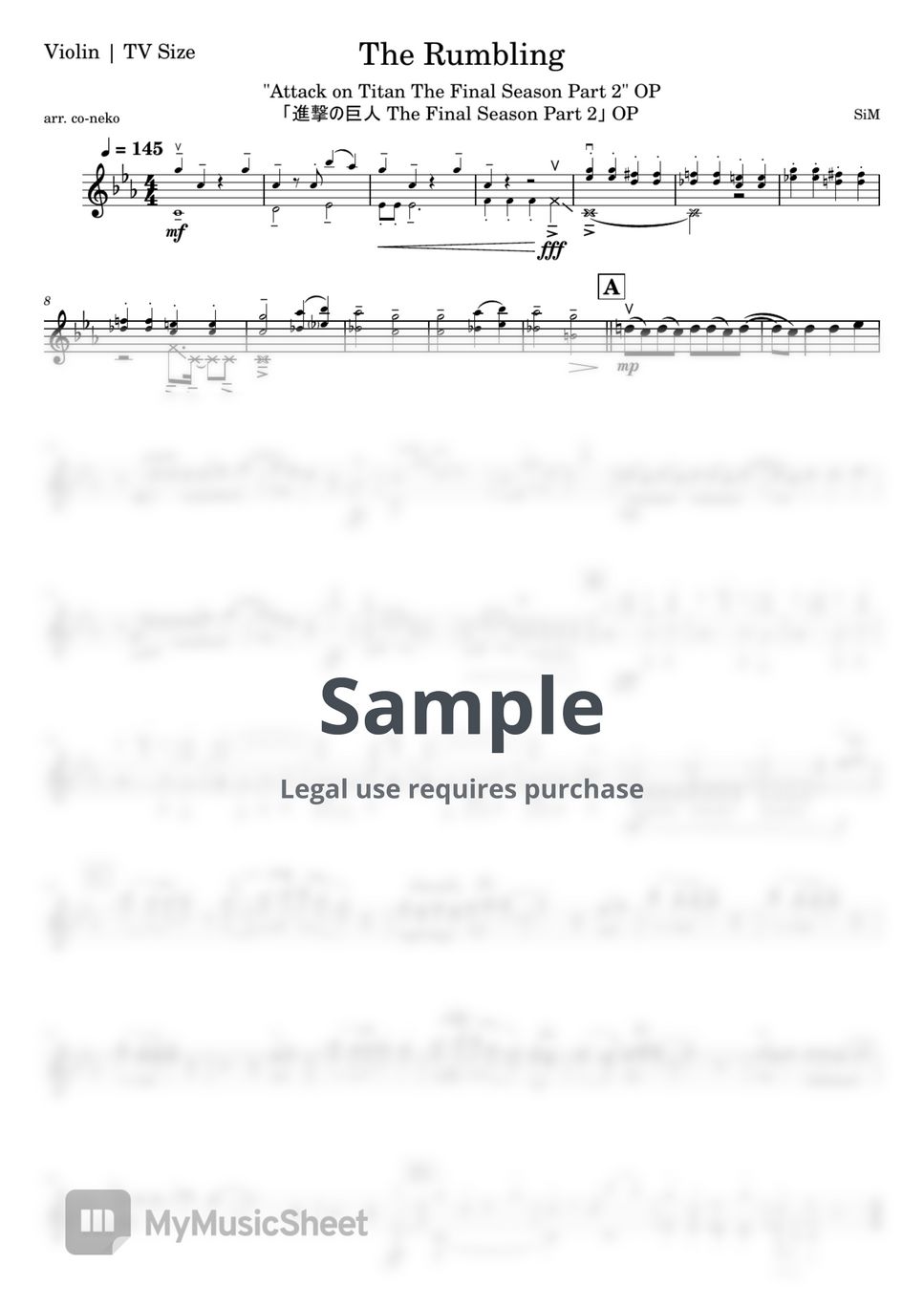 SiM - The Rumbling | "Attack on Titan The Final Season Part 2" OP Sheet ...