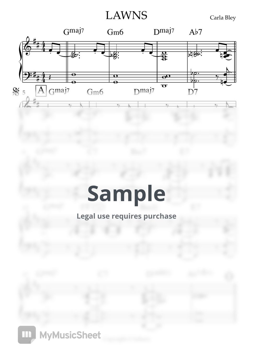 Carla Bley - Lawns (Leadsheet) Partition by SheetMusicOnly1page
