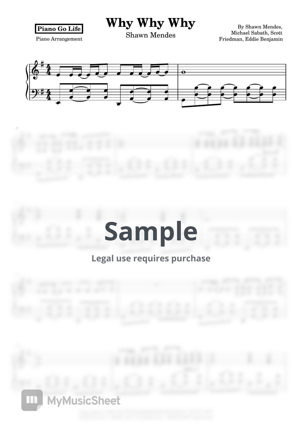 Shawn Mendes - Why Why Why Sheets by Piano Go Life