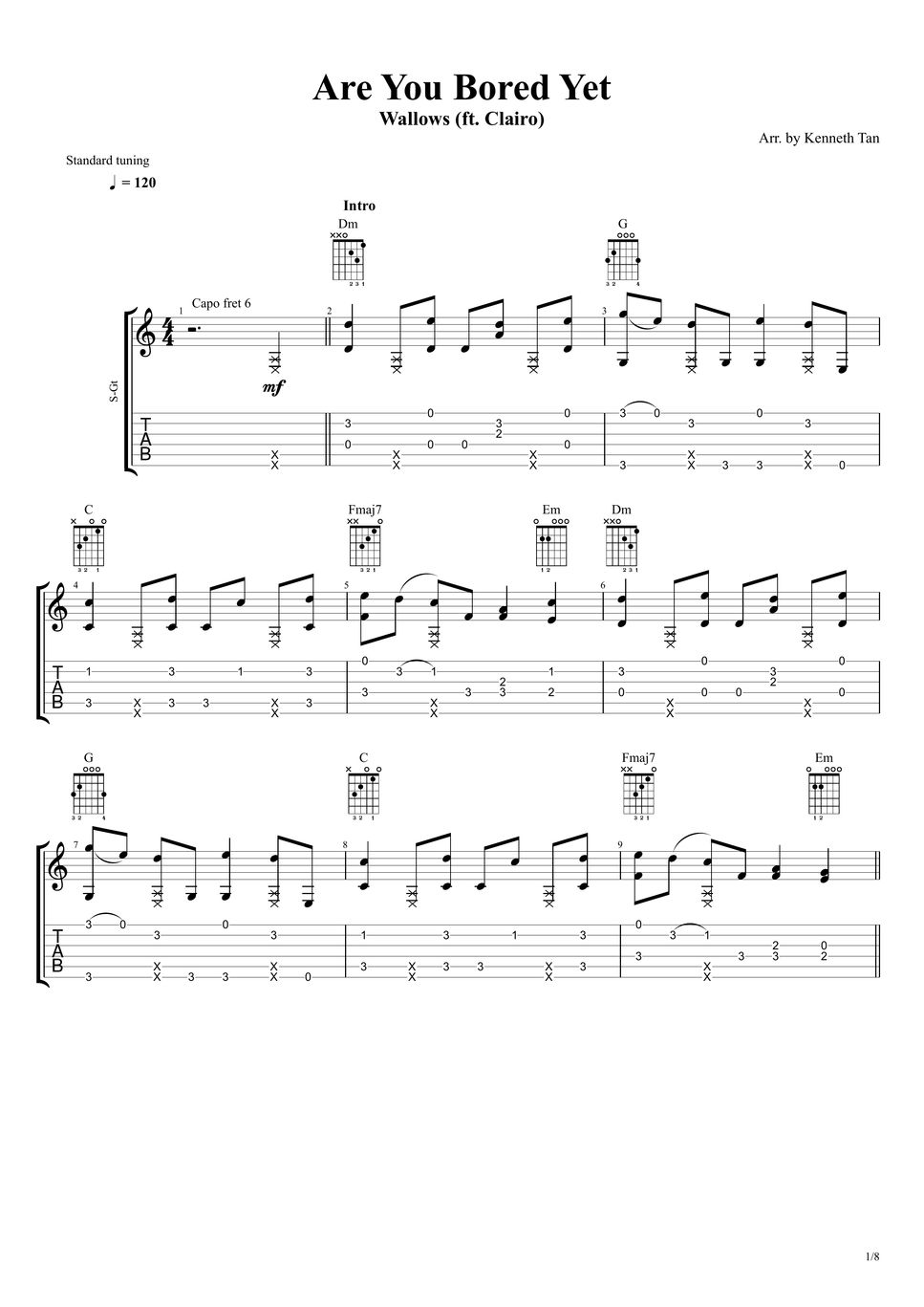 Wallows (ft. Clairo) | Fingerstyle Guitar - Are You Bored Yet TAB by ...