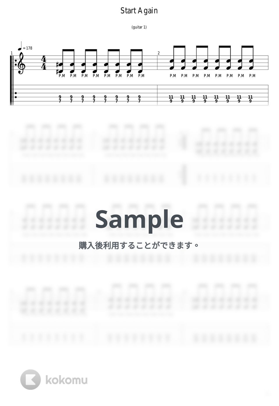 ONE OK ROCK - Start Again タブ+五線譜 by YyTwo