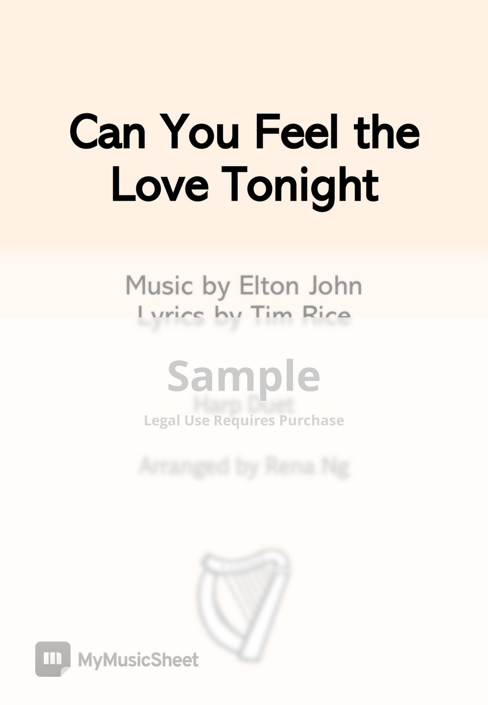 The Lion King - Can You Feel The Love Tonight (Harp Duet / Harp & Piano ...