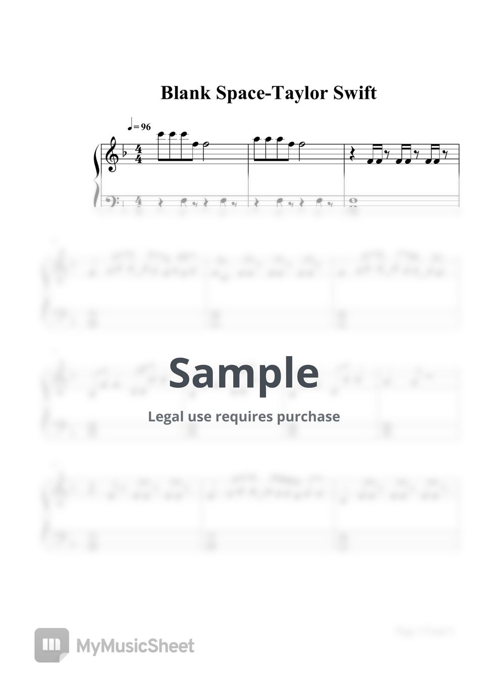 Taylor Swift - Blank Space (Taylor Swift) Sheets by Yilun