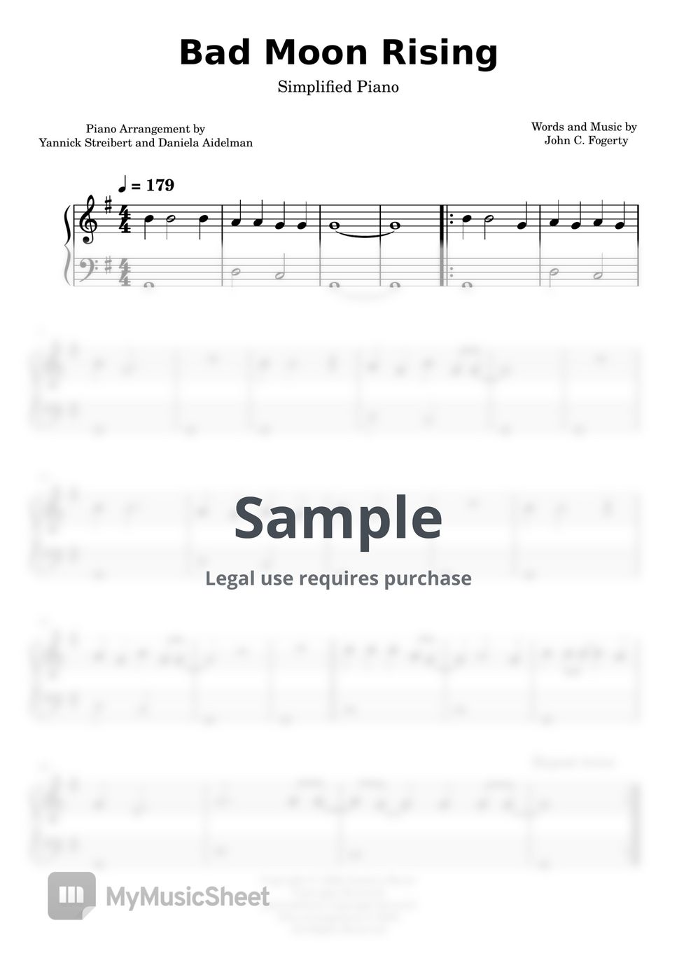 Creedence Clearwater Revival - Bad Moon Rising Sheets by Daniela Aidelman