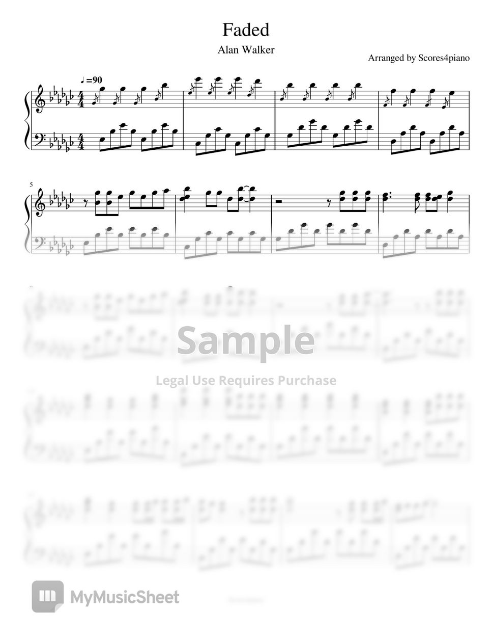 Alan Walker - Faded Sheet Music by Scores4piano