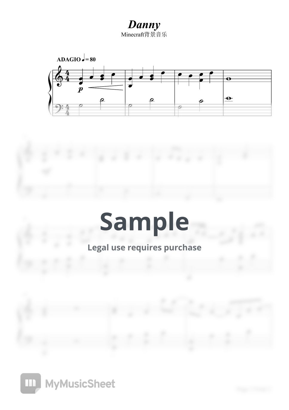 Daniel "C418" Rosenfeld - Danny (Minecraft BGM) Sheet Music by dogemusic