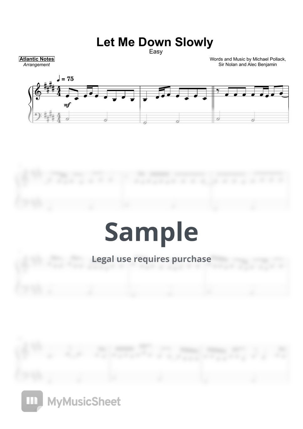 Alec Benjamin - Let Me Down Slowly 악보 by Atlantic Notes